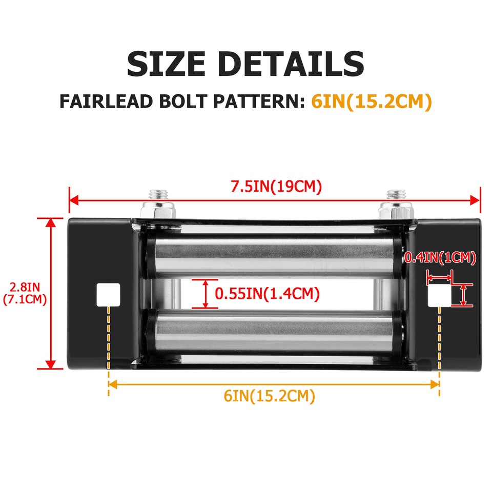 Heavy Duty 4Way Winch Roller Fairlead Cable Lead Guide 4 7/8'' 6'' 10 ...