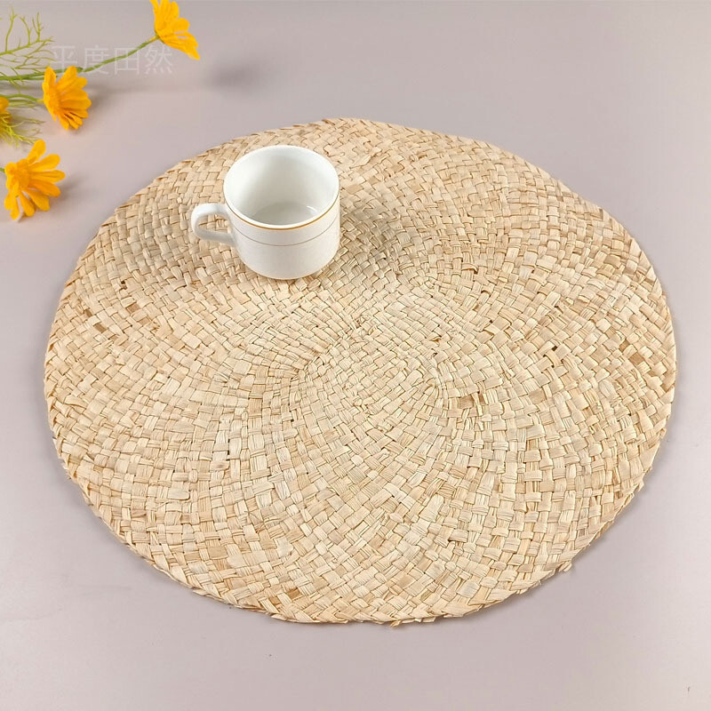 6-Pack Natural Corn Husk Woven Placemats 15'' Farmhouse Round Braided ...