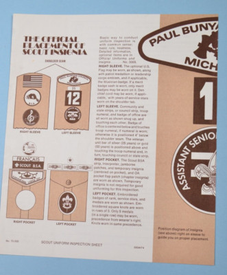 Vintage Boy Scout Uniform Inspection Sheet BSA | eBay