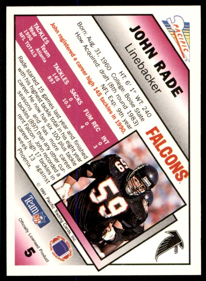 1991 Pacific John Rade . Atlanta Falcons #5 | eBay