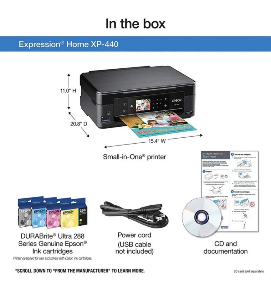 Brand NEW Epson Expression Home XP-440 / XP-446 Small-in-One Printer SEALED 10343929753| eBay