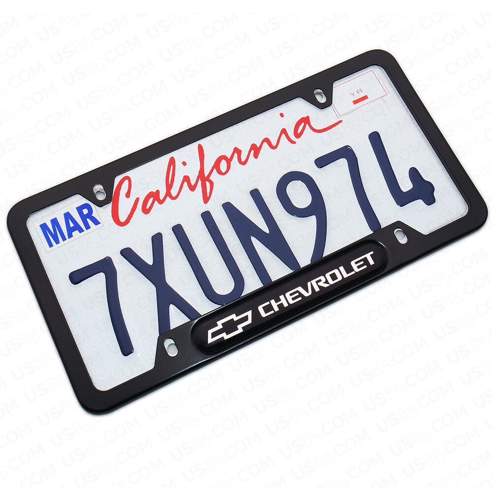 Black Stainless Steel Front Rear For Chevrolet License Plate Frame ...