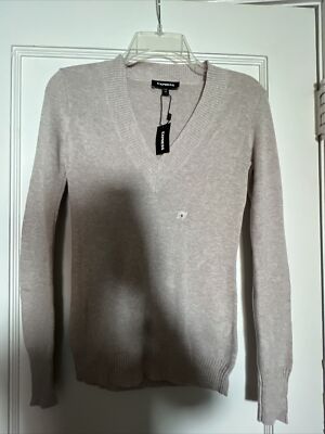 NWT Express V Neck Sweater Beige Small S | eBay