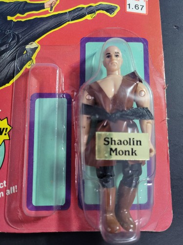 1986 Remco Ninja Strike Force Action Figure Shaolin Monk on Card Weapon ...