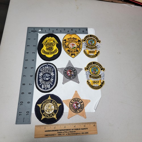 R b2 Police patch Illinois Group Lot Of 8 Patches Hampton Dekalb ...