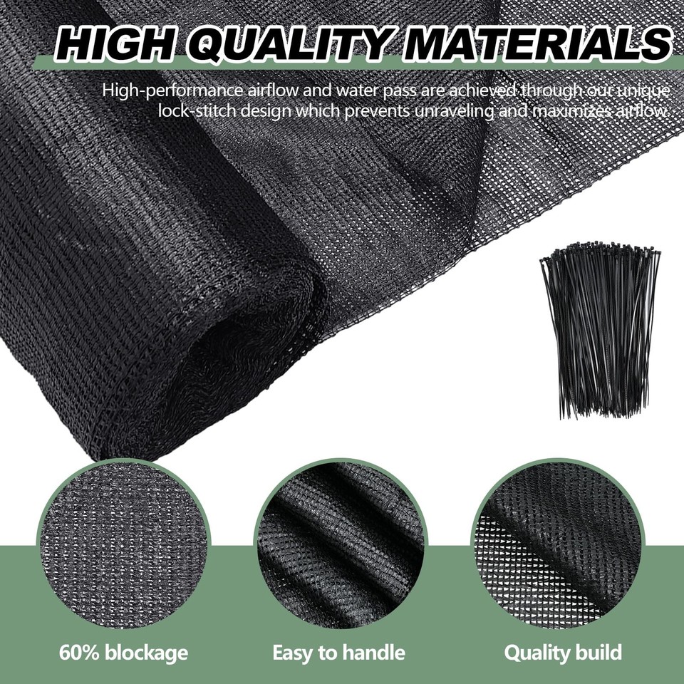 6 x 200 ft Shade Cloth Black Shade Cloth Roll for Covering Garden 70% ...