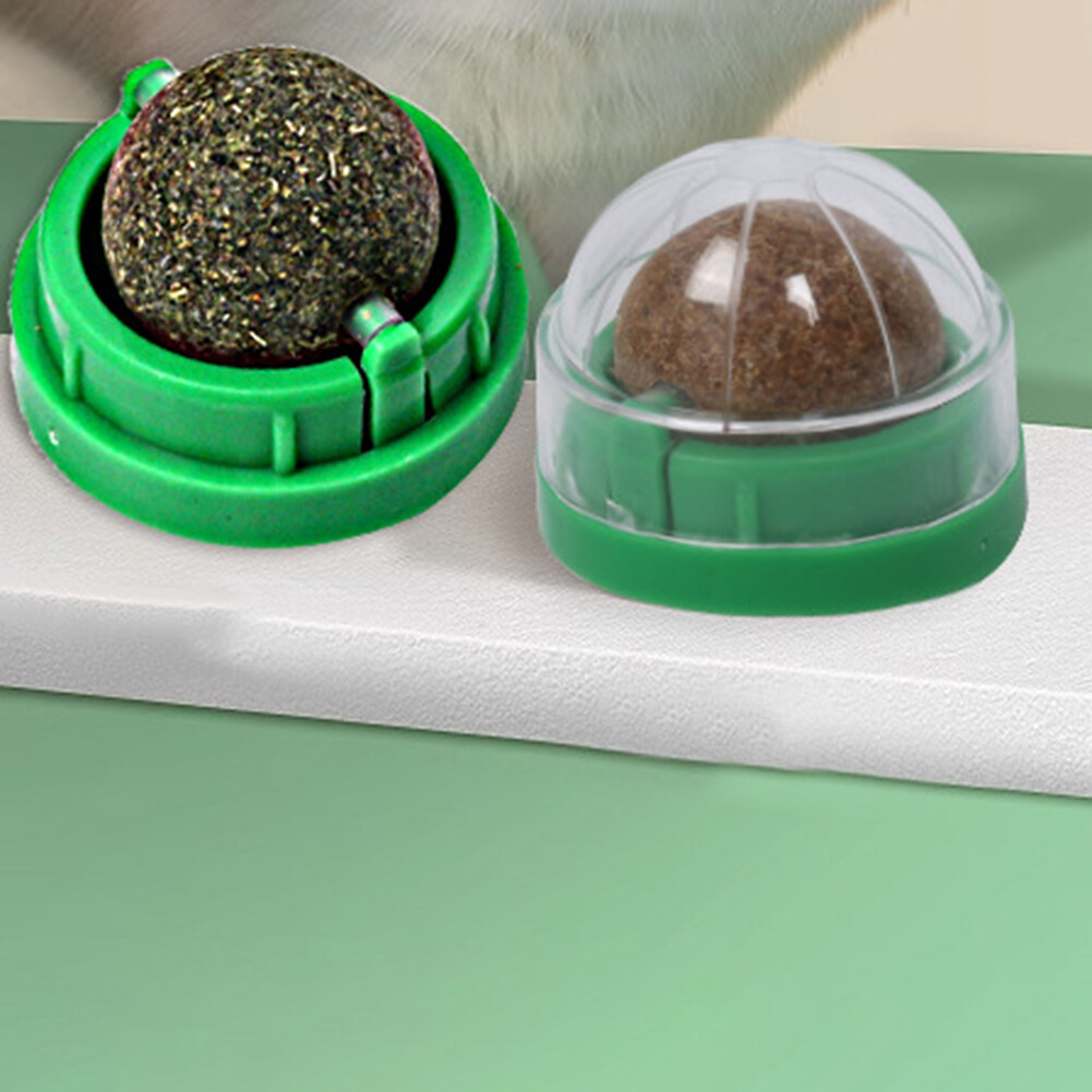 3Pcs Cat Catnip Toys Rotatable Cats Wall Catnip Ball Self-Adhensive Pet ...