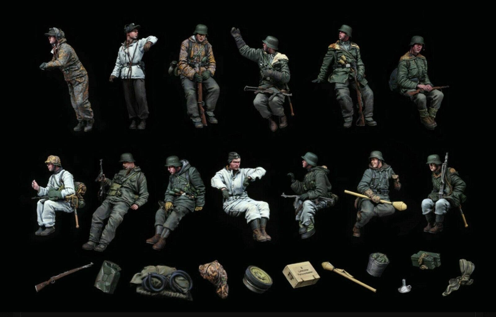 1/35 resin model WWII German 13 soldiers Tank Crew Big Set Unassembled ...