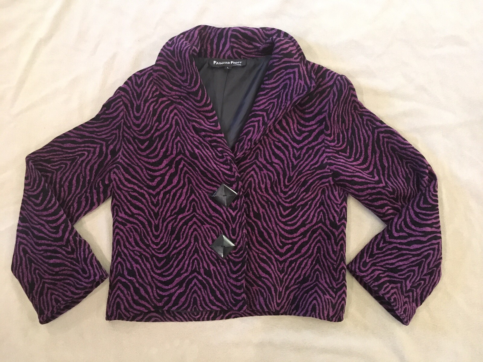 Painted Pony Jacket Womens Purple Animal Pattern Large Vintage Fashion ...