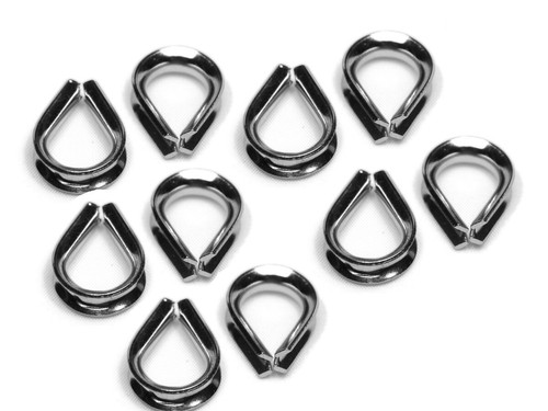 10 Pak of Swage Thimble Loops for 2.4mm G316 Marine Stainless Steel 7x7 ...