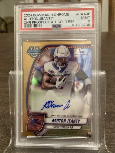 2024 Bowman U Chrome Ashton Jeanty 1st Gold Refractor Auto #/50 PSA 9 ...