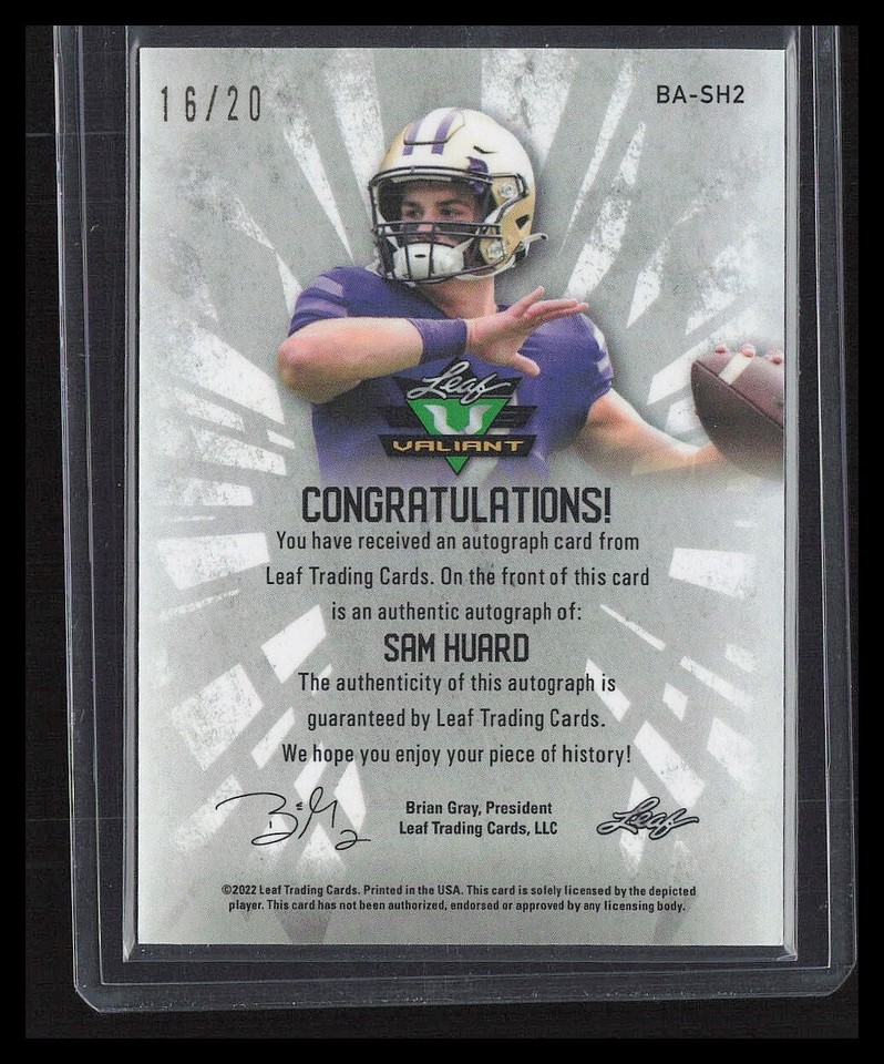 SAM HURAD 2022 Leaf Valiant Football Orange Crystal Auto 16/20 ...