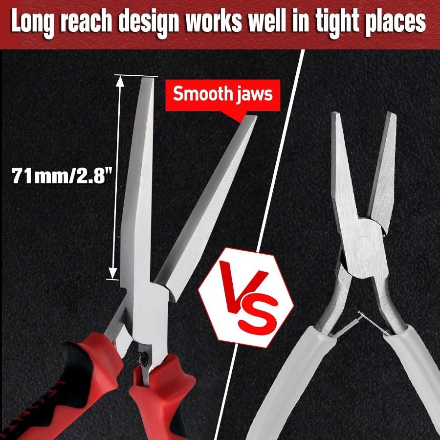 7 Inches Long Flat Nose Pliers Smooth Jaw Duckbill Pliers Spring Loaded ...