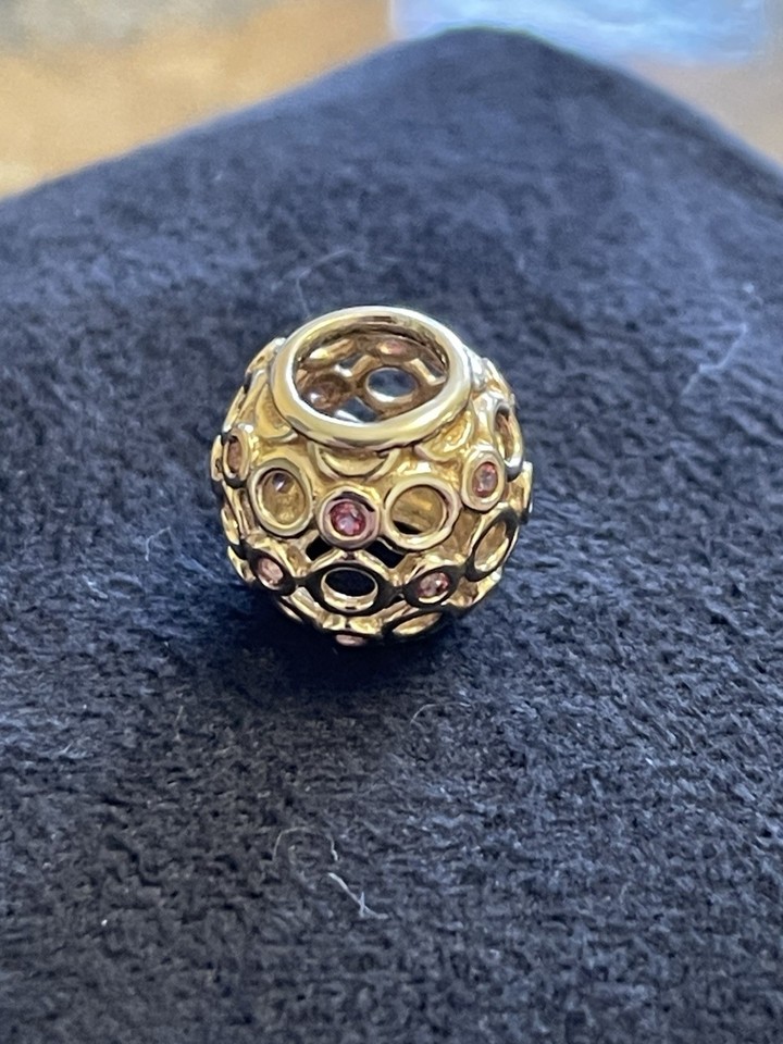 Pandora 14k Gold Circles Pink Topaz Charm | eBay UK