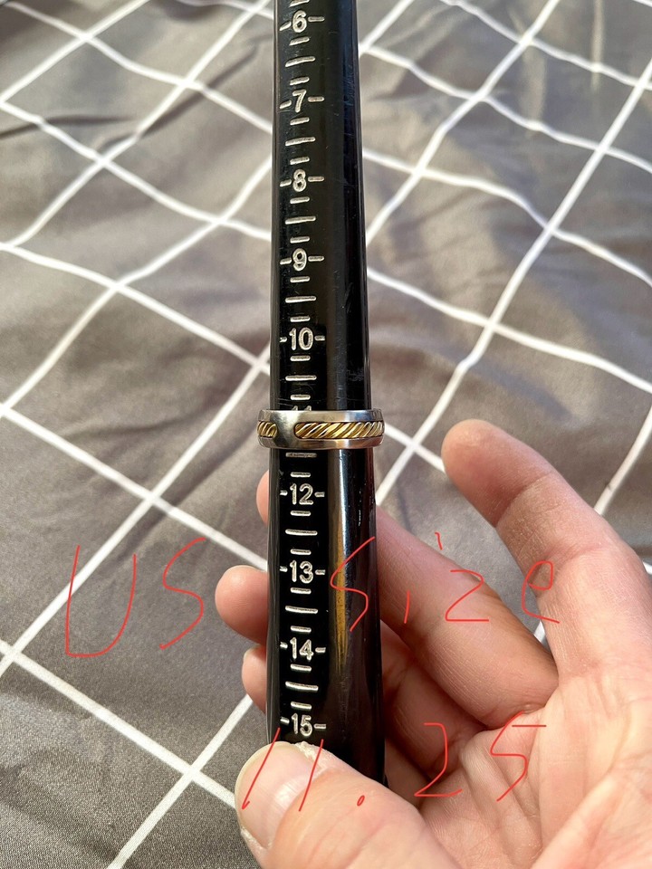 David Yurman Mens Streamline Band Ring With Gray Titanium And 18K ...