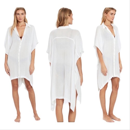LSpace Anita Swimsuit Cover Up Revolve Oversize Viscose White Button ...