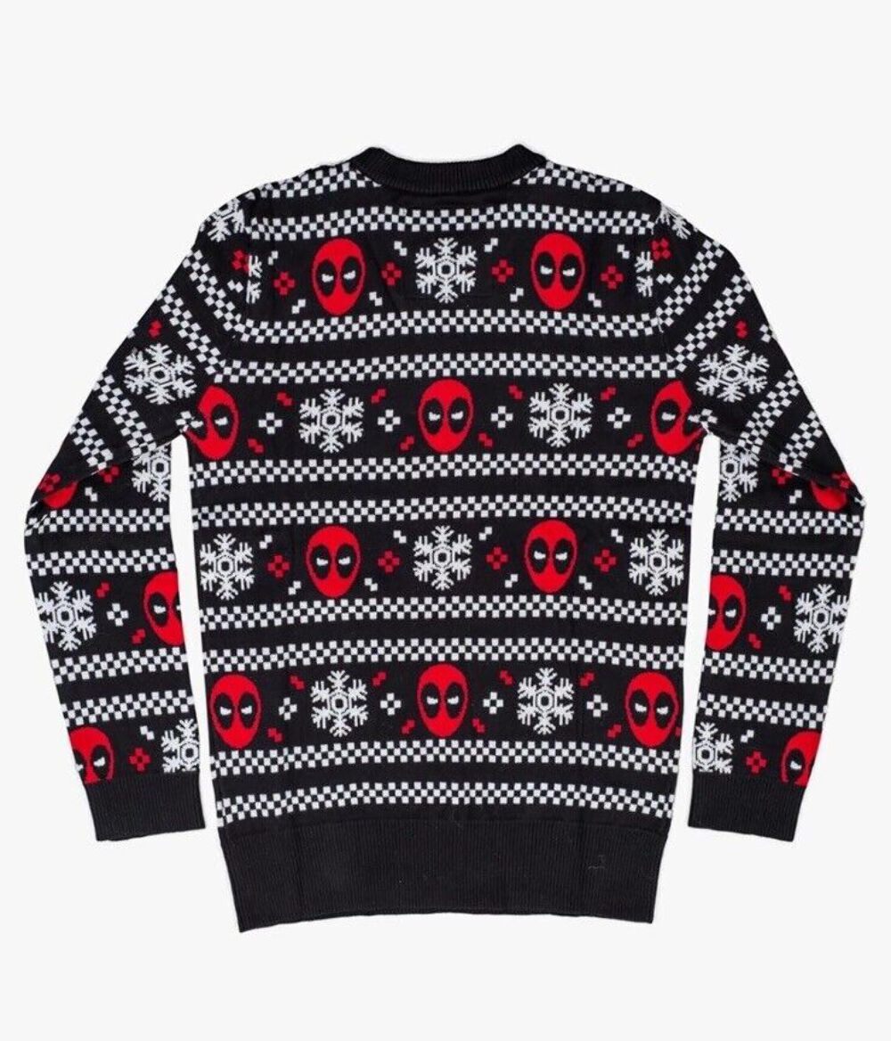 Deadpool Holiday Sweater Men's Marvel Deadpool Santa Hat Ugly Sweater
