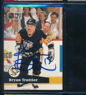 1991-92 Pro Set Bryan Trottier #192 HOF Penguins Signed Autograph (GV21 ...
