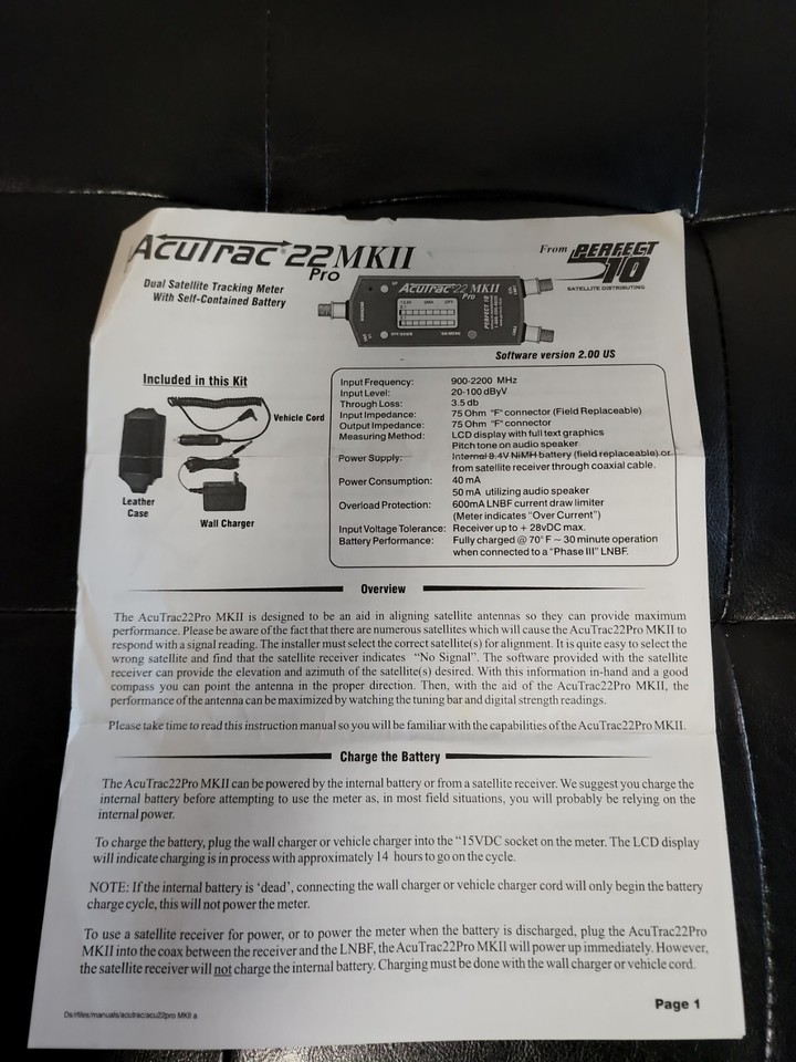 Perfect Vision Acutrac 22 MKII Pro Satellite Signal Tester Multi ...