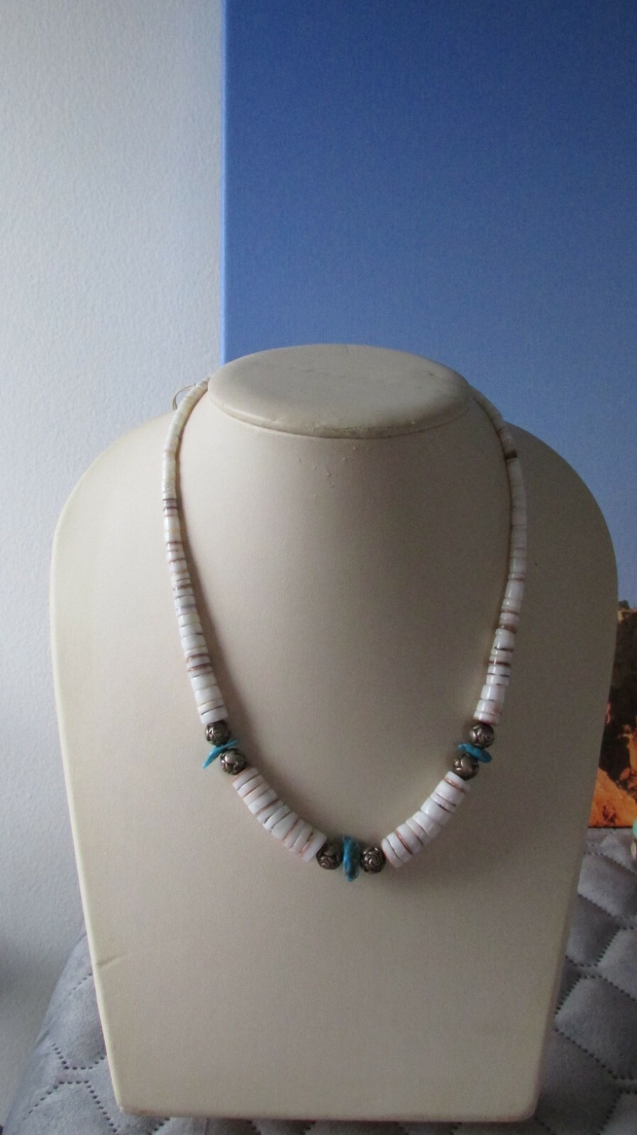 VTG. NATIVE AMERICAN CLAM SHELL NECKLACE W/S/S BEADS … - Gem