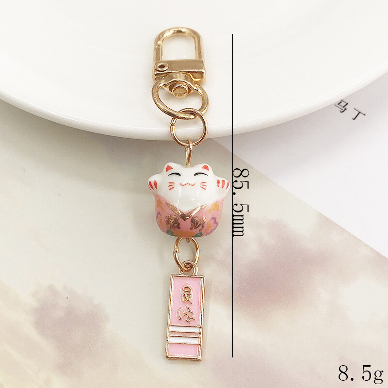 Cute Ceramics Lucky Cat Keychain Bag Pendent Car Key Accessories ...