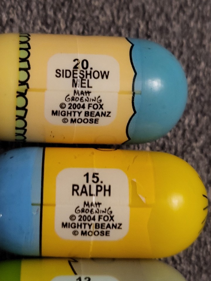 Lot of 7 Mighty Beanz Simpsons 2004 loose / #5, 21, 37, 6, 15, 13, 20 ...