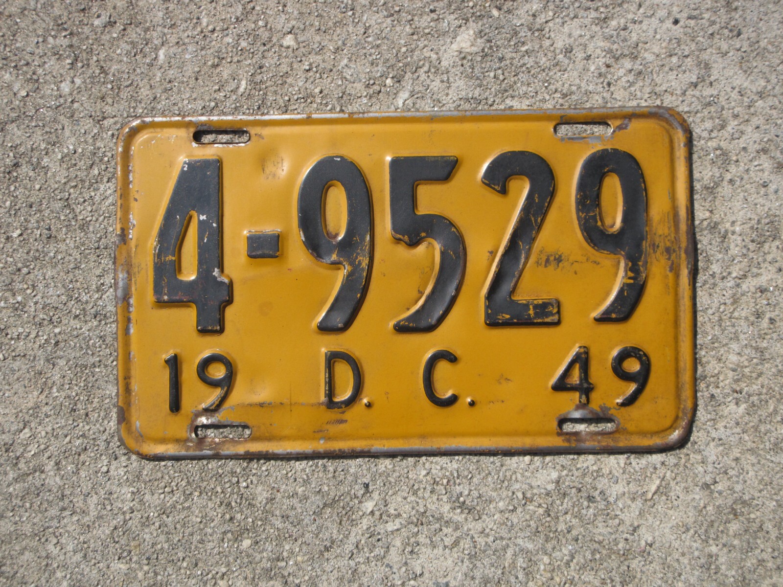 1949 Washington DC License Plate 49529 District of Columbia Chevrolet ...