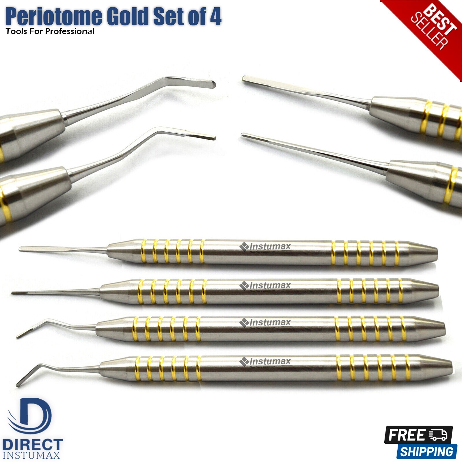 Dental Periotome Gold Set Of 4 Periodontal Ligament Atraumatic ...
