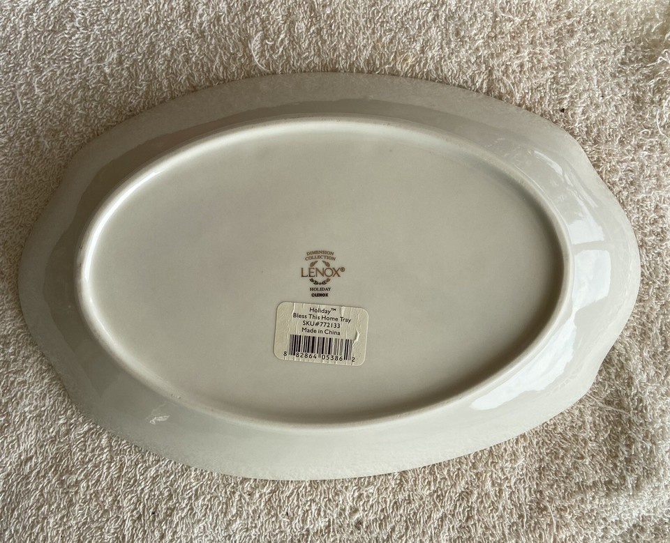 Lenox Dimension Collection Holiday Bless This Home Tray With Gold Trim ...