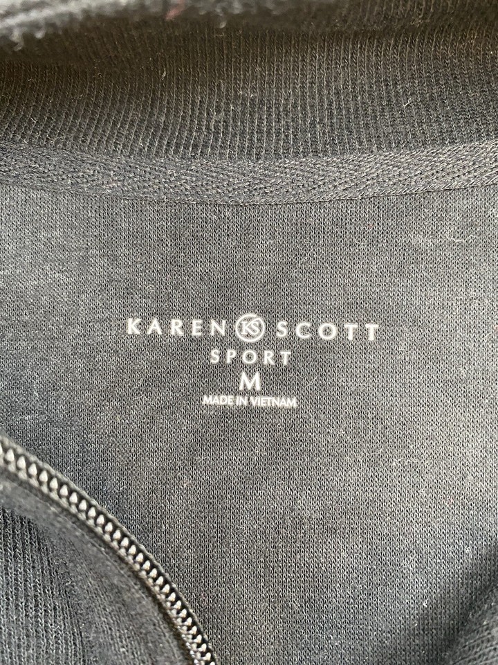 karen scott sport women's black long sleeve quarter zipper knit sweater ...