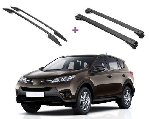 ERKUL Set of Roof Side Rails Rack & Cross Bars for Toyota RAV4 2013 ...