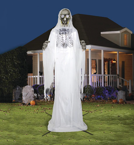 GIANT 12 Ft. SKELETON GHOUL ANIMATRONIC LED HALLOWEEN PROP - Motion ...