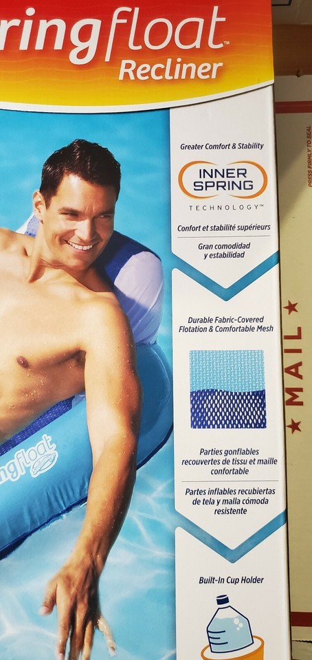 SwimWays Spring Float Recliner - Swim Lounger for Pool Light Blue SHIPS ...