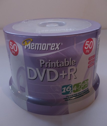 Memorex Printable DVD-R 50 Pack 16x 4.7GB 120 Minutes Spindle New and ...