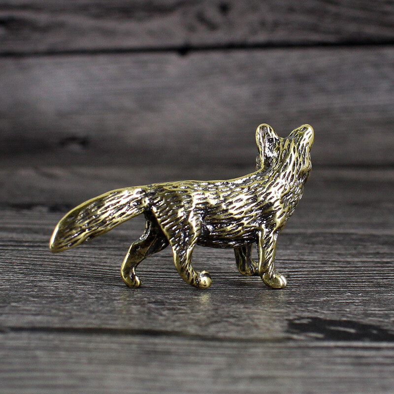 Brass Fox Figurines Miniatures Desk Ornaments Tea Pet Crafts Retro ...