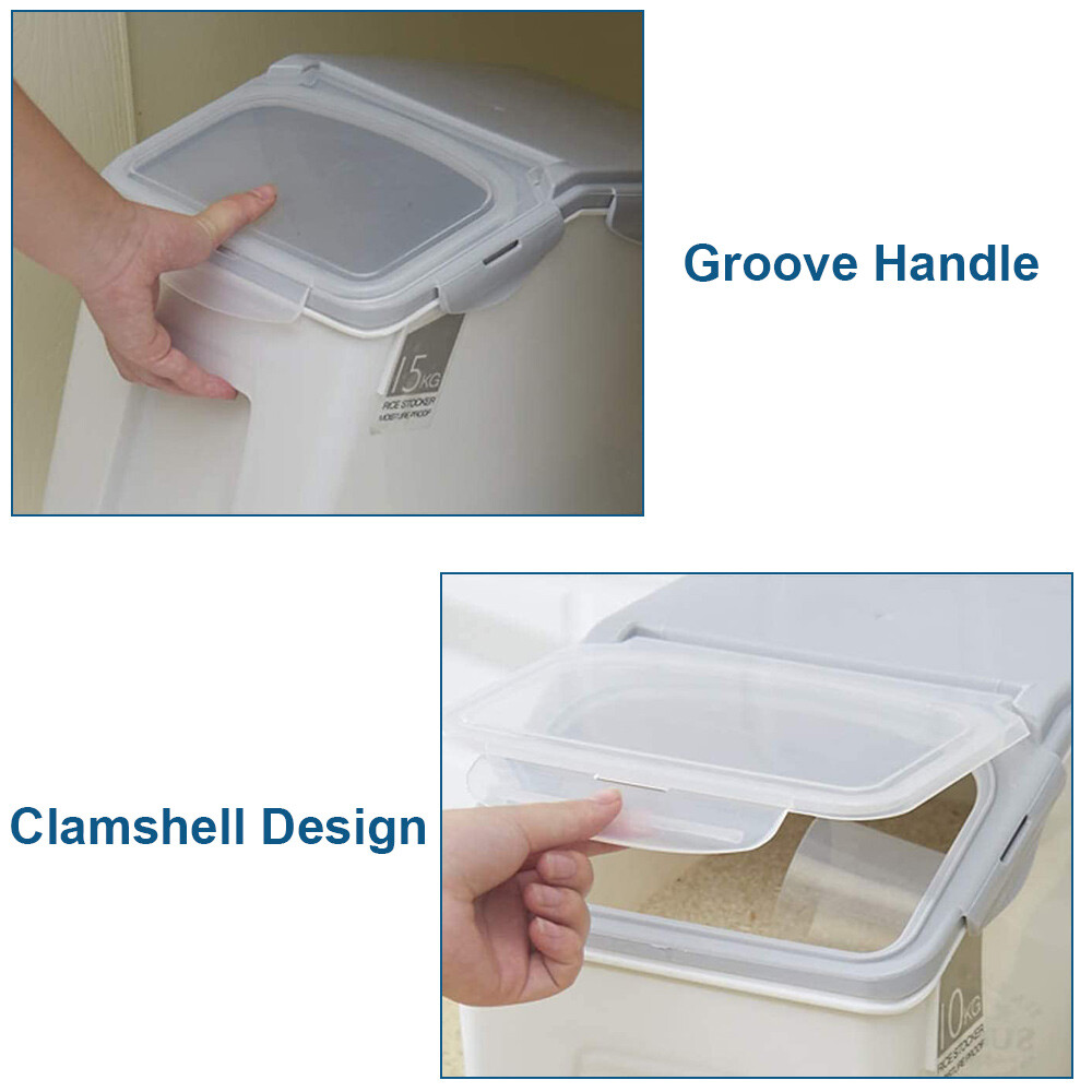 10/15KG Grain Container Storage Box Pet Gog Cat Food Bean Cereal Rice ...