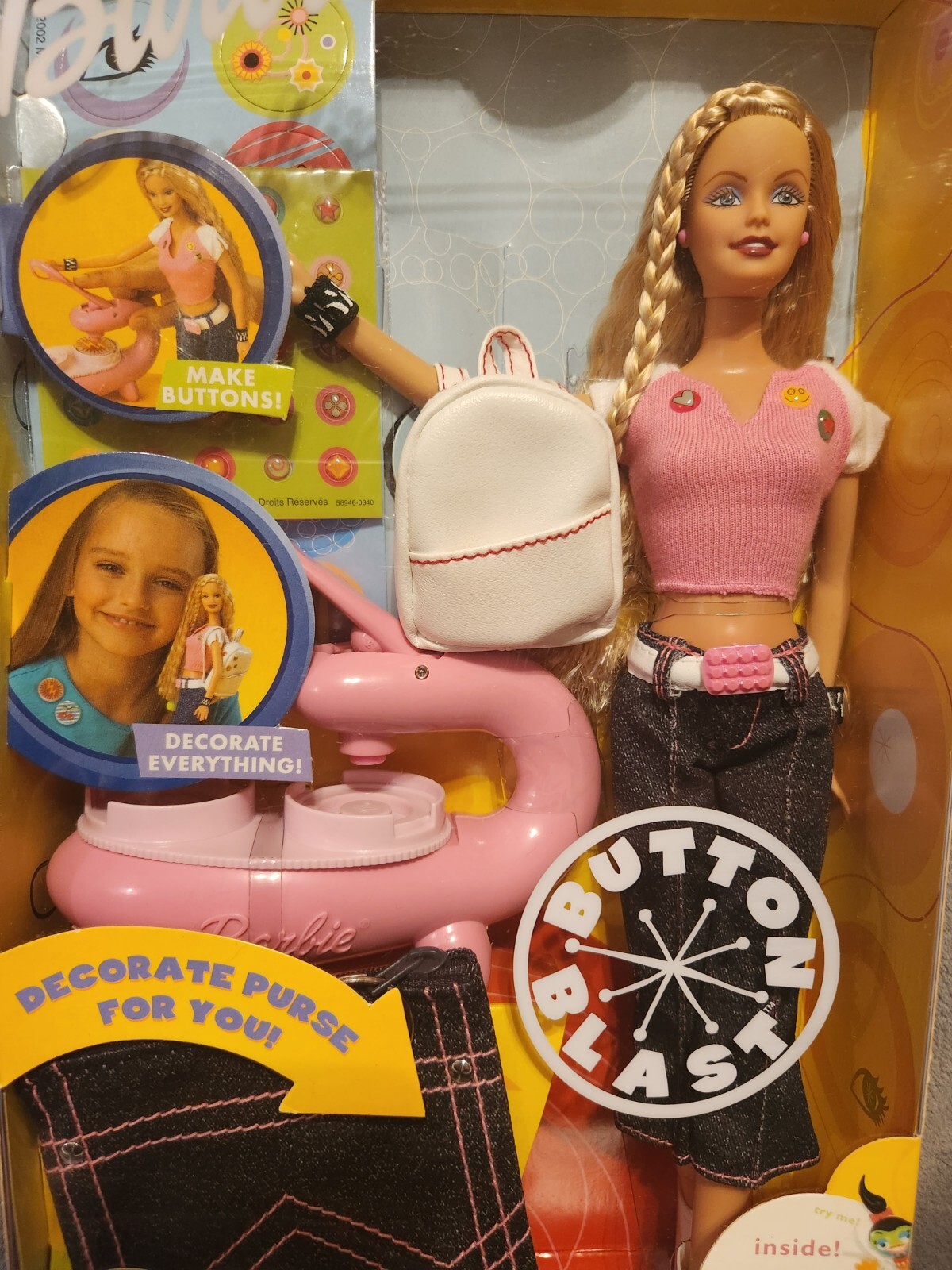 Barbie Button Blast 2002 NRFB Mattel 56046 Make 10 Buttons Decorate ...
