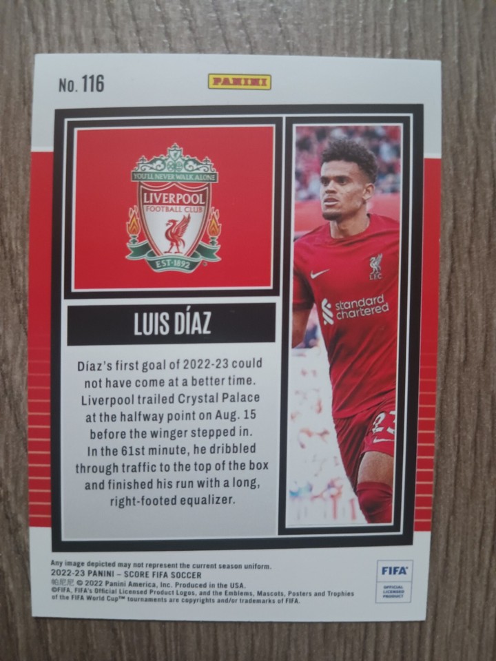 Panini Fifa Score 2022/23 blue laser parallel /60 Luis Diaz soccer card ...