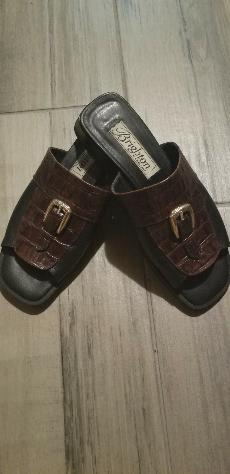 Brighton sandals Womens black & brown slide Sandals w… - Gem