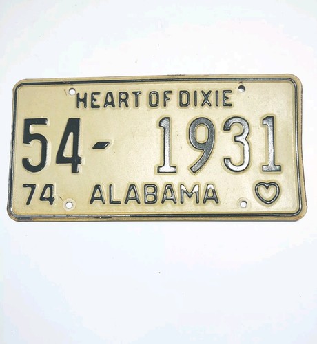 Vtg 1974 Alabama License Plate Car Tag Pickens County Original Heart Of ...