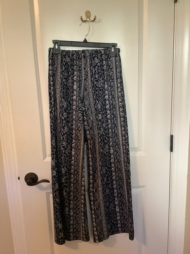 Maxine Nichols Pants Womens Boho Retro Soft & Comfy Size M Blue & White ...
