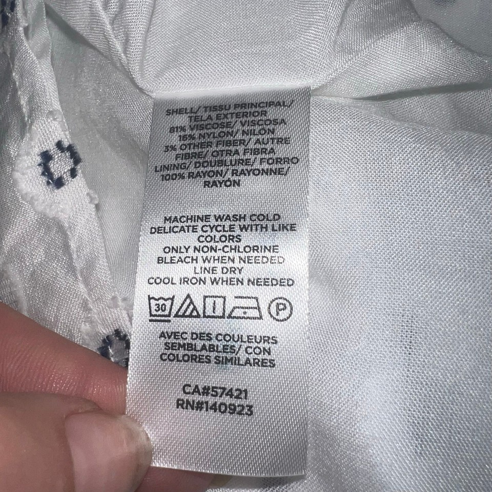 NWT Loft White Blue Square Neck Embroidered Baby Doll Polka Dot Tank ...