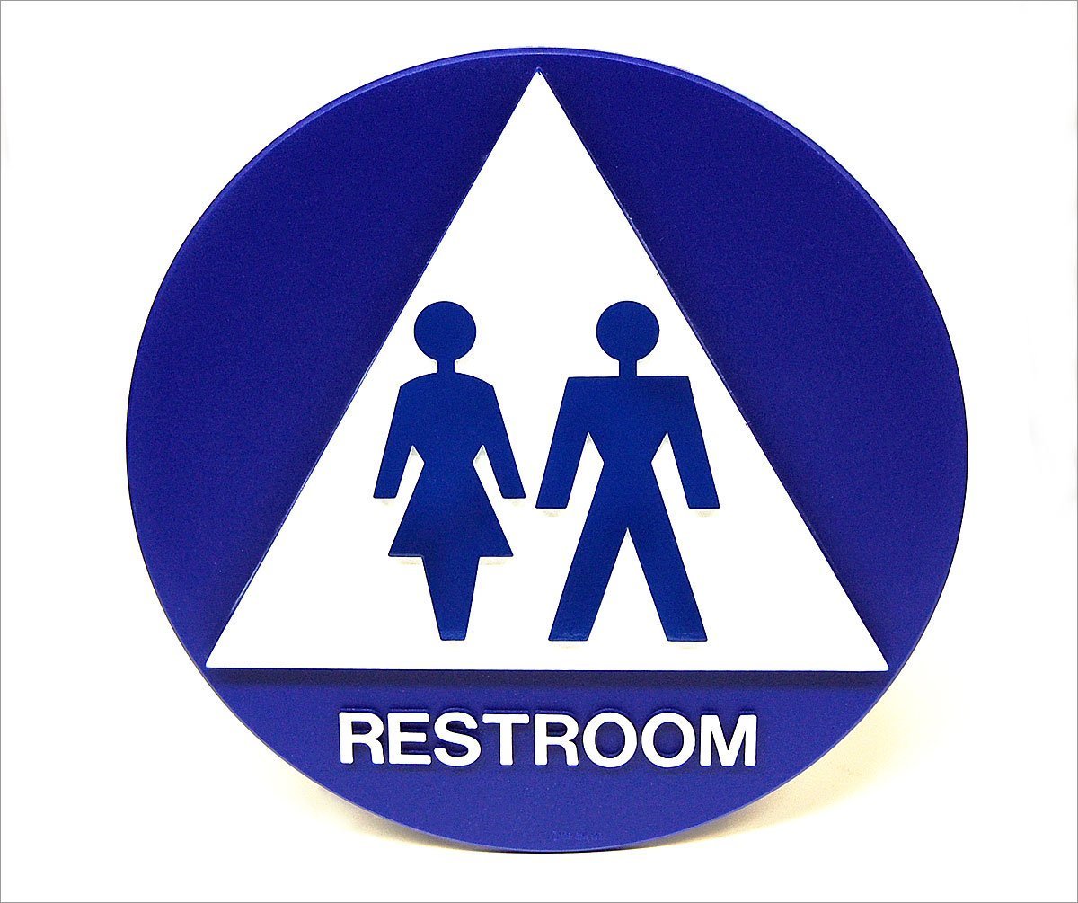 ADA Compliant Unisex Restroom Sign, 12" Round Door Sign | eBay