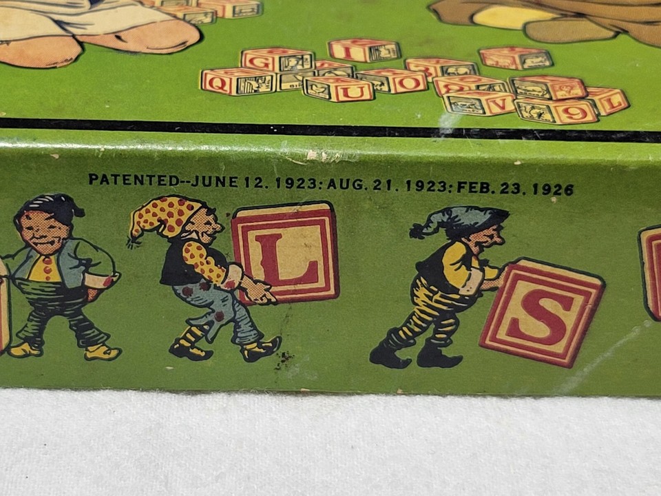 Antique 1920s Childrens Safety Blocks Wood Halsam Toy Original Box ...