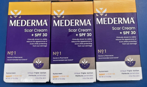 3 Pack Mederma Scar Cream Triple Action Sunscreen SPF 30 0.7 Oz BB: *07 ...