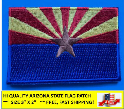 ARIZONA STATE FLAG EMBROIDERED PATCH IRON-ON OR SEW-ON HI-QLTY APPLIQUE ...