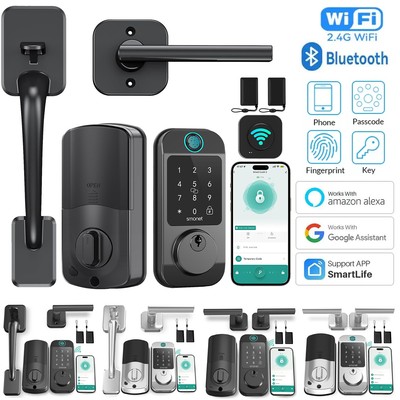 SMONET WiFi Front Door Lock Set Fingerprint Keyless Entry Digital Smart ...