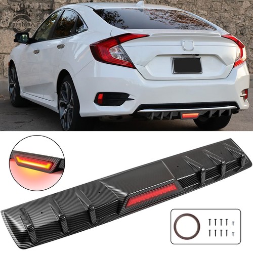 Lower Rear Bumper Diffuser Lip with LED Tail Brake Stop Light For Honda ...