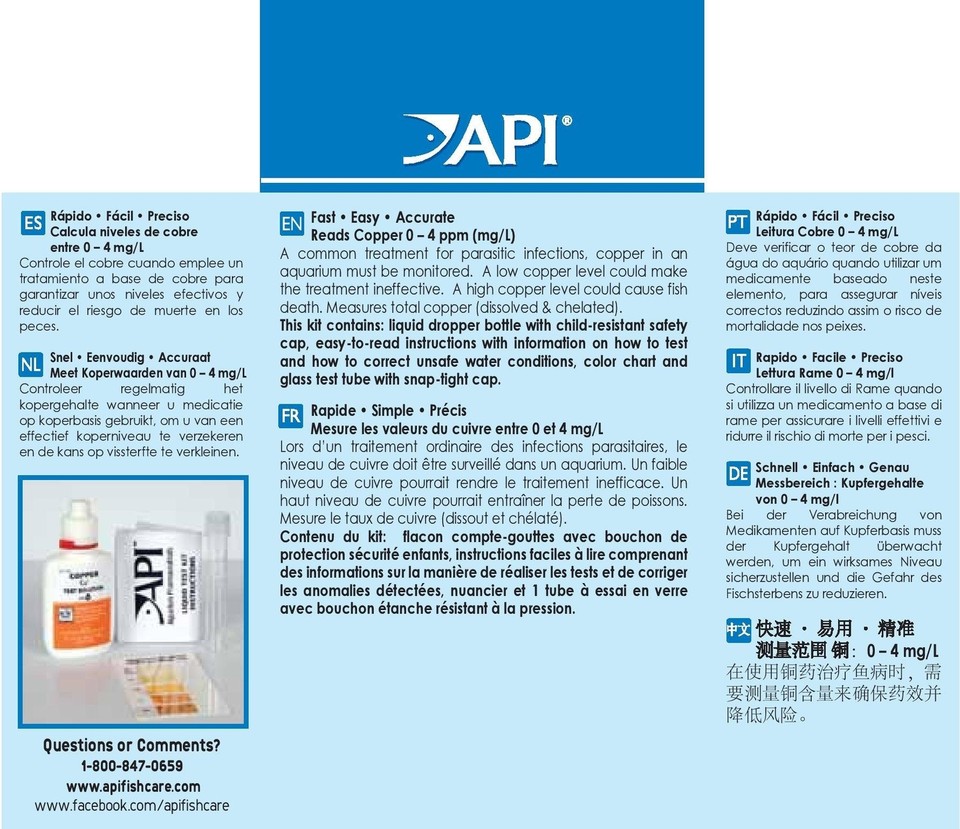 API COPPER TEST KIT 90-Test Aquarium Water Test Kit 90 test ...
