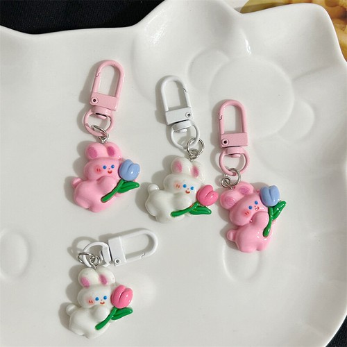 Cute Mini Tulip Rabbit Keychain Lovely Bunny Key Chain Earphone Box ...